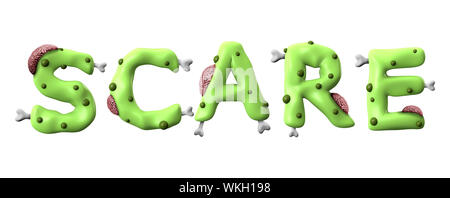 Scary word made from green halloween slime lettering. 3D Render Stock ...