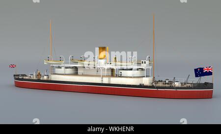 3D illustration. HMVS/HMAS Cerberus 1867, breastwork monitor that ...