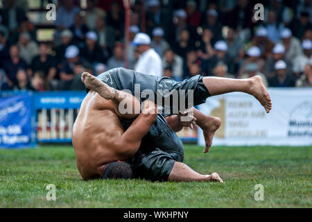 Turkish oil wrestlers,wrestling during the turkish festival in London ...