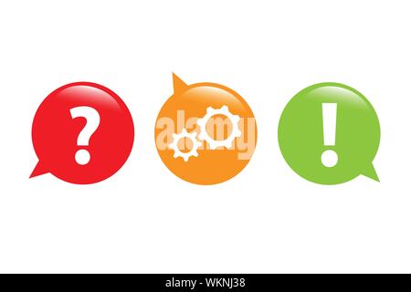 question and answer gear business bubbles communication concept vector ...