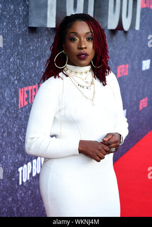 Ronke Adekoluejo attending the UK premiere of Top Boy at the Hackney ...
