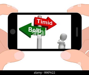 Timid Bold Signpost Displaying Fear Or Courage Stock Photo - Alamy
