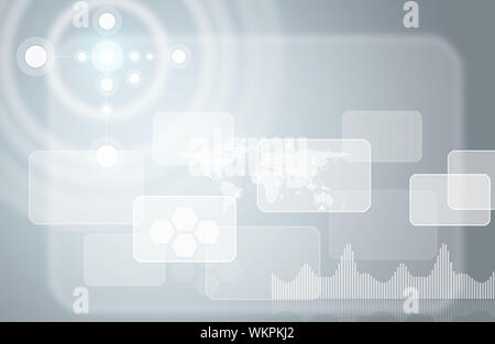 Transparent rectangles, world map, network and other elements ...