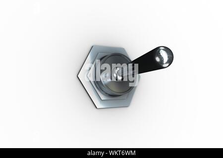 Digitally generated metal flip switch on white background Stock Photo ...