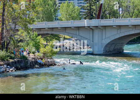 Noon view of the famous Louise Bridge at Calgary, Canada Stock Photo ...
