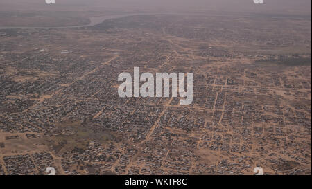Aerial view to NDjamena and Chari or Chari river, capital of Chad Stock ...