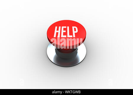 The word help on digitally generated red push button Stock Photo - Alamy