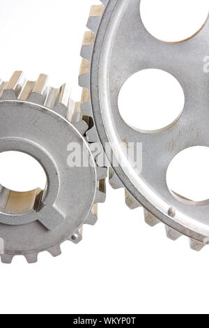 gears of mechanisms isolated on a white background Stock Photo - Alamy