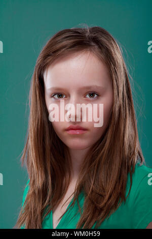 studio portrait of a pretty, eleven years old girl Stock Photo - Alamy