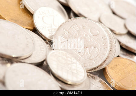 Old Dutch guilders in different value isolated over white Stock Photo ...