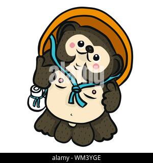 Tanuki (Japanese raccoon) cartoon vector illustration Stock Vector ...