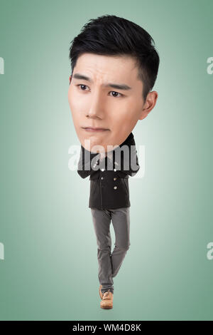 Funny Asian big head man, full length portrait Stock Photo - Alamy