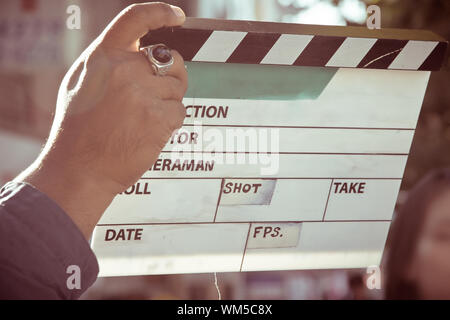 Film Slate on set Stock Photo - Alamy