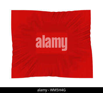 Object of rectangular shape covered with thick red cloth. Side view ...