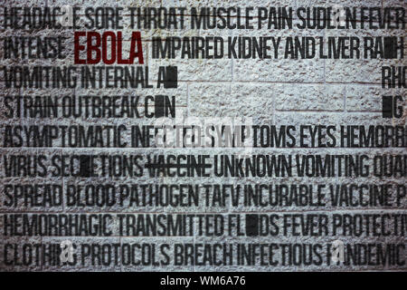 Ebola word cluster against grey brick wall Stock Photo - Alamy