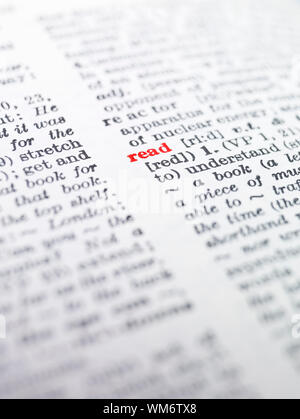 the word 'read' highlighted in a dictionary Stock Photo - Alamy