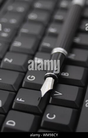 pan and black computer keyboard showing communication concept Stock ...