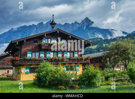 Traditional Austrian Tirol House and Garden, Going, Austria Stock Photo ...