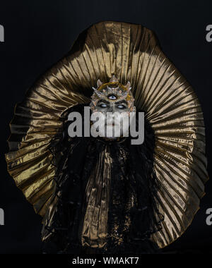 Alien, demon, sorcerer makeup. Horror and fantasy concept. Man with ...