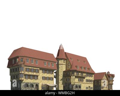3D Illustration Fairy Tale Buildings Isolated on White Background Stock ...
