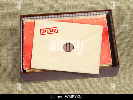 dorsal view of military top secret folder with stamp Stock Photo - Alamy