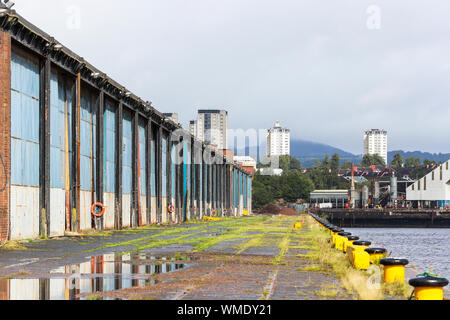 Remains of empty sheds at king George V docks, Glasgow, Scotland on the ...