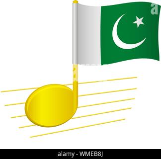 Pakistan flag and musical note. Music background. National flag of ...