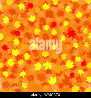 Autumn maple leaves seamless pattern. Colorful fall foliage vector ...