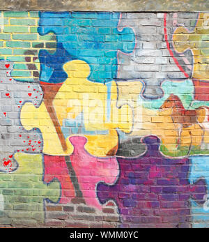 Puzzle, Colorful Brick Wall, Bricks, Background Picture, Texture Stock ...