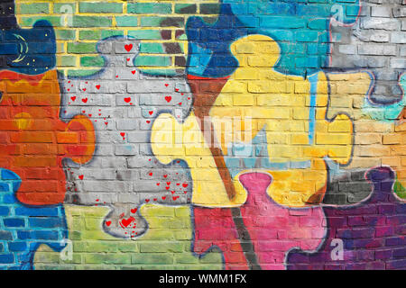 Puzzle, Colorful Brick Wall, Bricks, Background Picture, Texture Stock ...