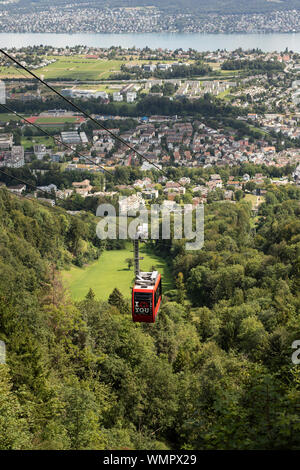 The cable car at Luftseilbahn Adliswil-Felsenegg south of Zurich, Switzerland Stock Photo - Alamy