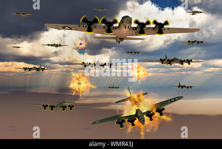 B17 Bombers Flying Through Flak Stock Photo - Alamy