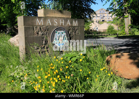 Town sign for Masham in North Yorkshire Stock Photo - Alamy