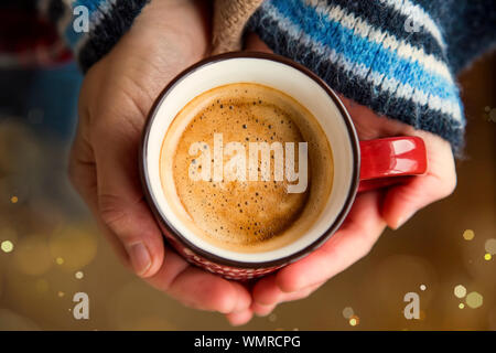 Top view of woman hands holding smart phone with blank copy space ...