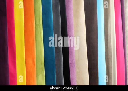 Colorful textiles different materials samples in garment industry Stock ...