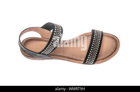 Women's shiny summer sandals isolated on white. Top view Stock Photo ...