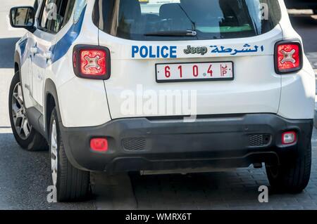 RAMALLAH, PALESTINE. August 31, 2019. Palestinian traffic police car in ...