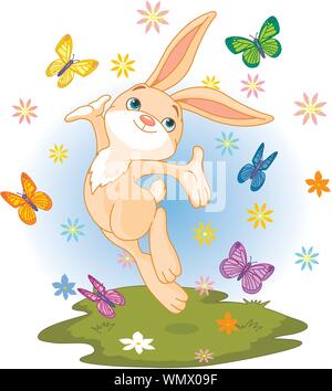 Green Butterfly fun running. Cute cartoon character. Funny insect ...