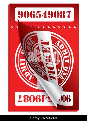 Red ticket icon. Admission pass symbol. Event coupon entry ...
