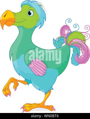 Cute cartoon dodo bird drawing. Color and black and white outline for ...