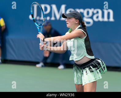 Polina Kudermetova of Russia in action during the first round of the ...