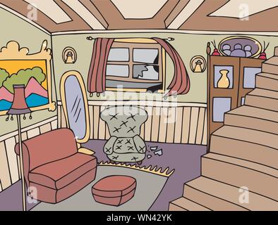 Thief stolen house. Criminal stole home. vector illustration Stock ...