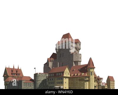 3D Illustration Medieval Cityscape Isolated on White Background Stock ...