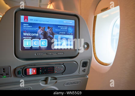 Entertainment control in Emirates flight Stock Photo - Alamy