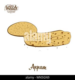 Colored sketches of Appam bread. Vector drawing of Varies widely food ...