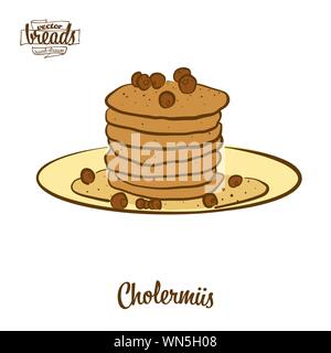 Crêpe bread vector drawing. Food sketch of Pancake, usually known in ...