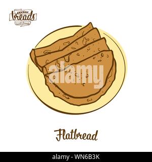 Colored drawing of Focaccia bread. Vector illustration of Yeast bread ...