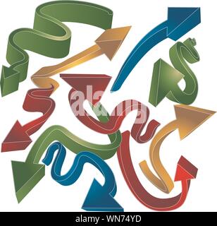 Set of crazy 3D curving arrows Stock Vector Image & Art - Alamy