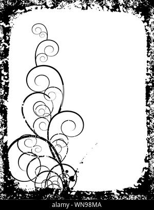 black grunge background with swirls, vines and leaves Stock Vector Image & Art - Alamy