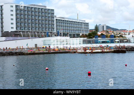 Natural Pool "Pesqueiro" in Ponta Delgada - São Miguel, Azores Stock ...